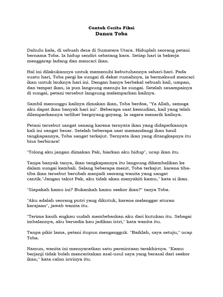 Contoh Cerita Fiksi Dan Non Fisik Bahasa Indonesia Dan Bahasan Inggris ...