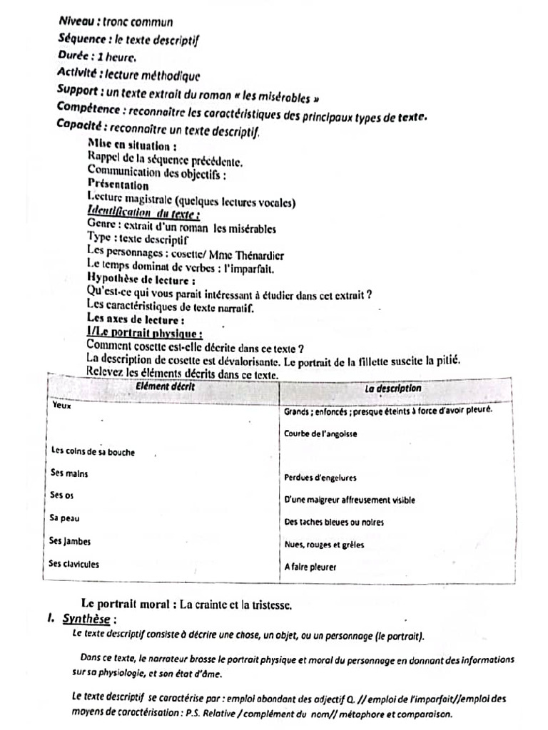 Fiche de Texte Descriptif | PDF