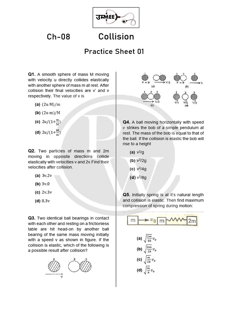 Collision Practice Sheet 01 | PDF | Collision | Physical Phenomena