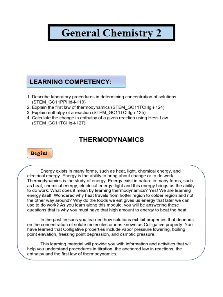 Gen-Chem-2-Thermodynamics | PDF | Chemistry | Titration
