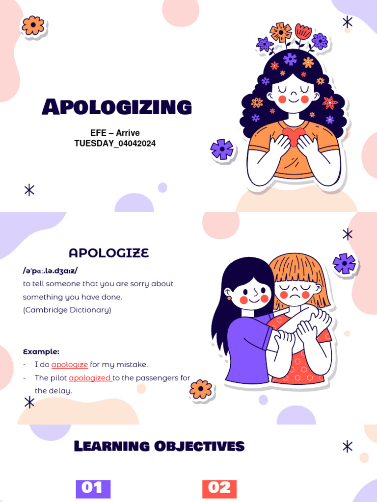 Apologizing Thursday 04042024 Efearrive | PDF | Forgiveness | Vocabulary