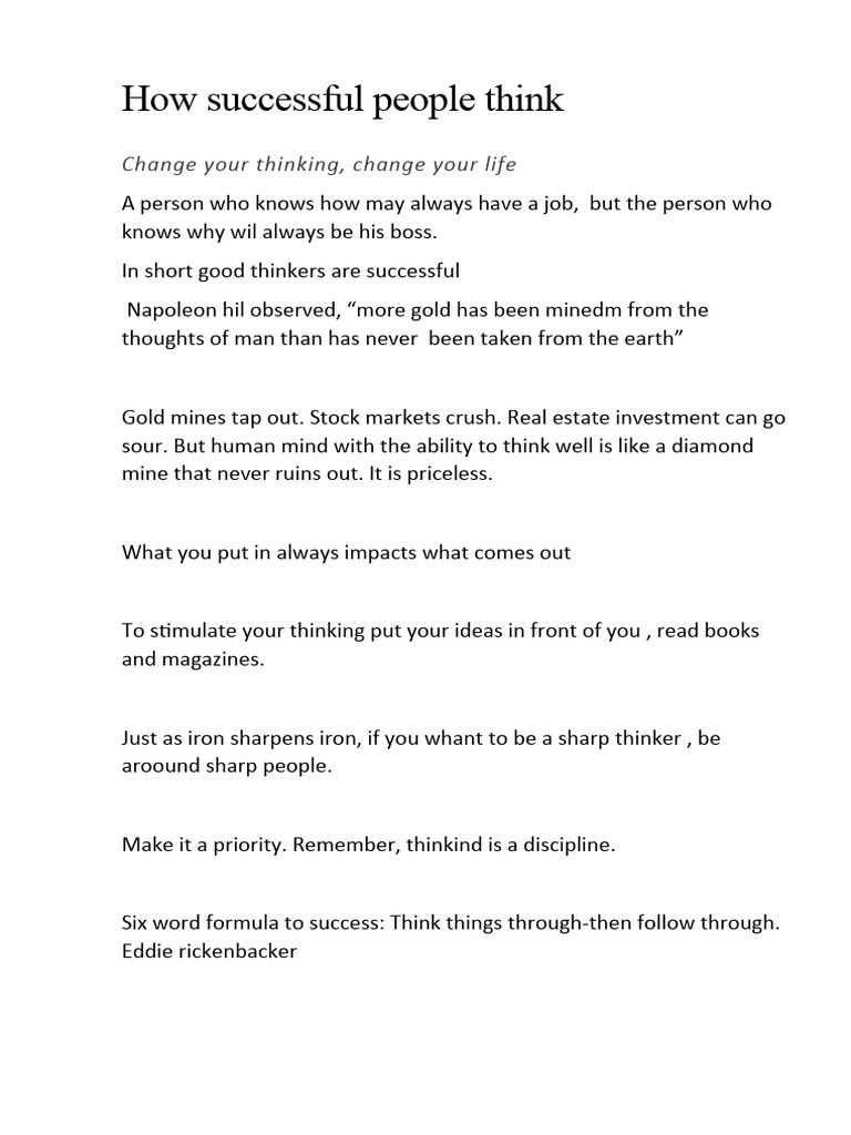 How Successful People Think | PDF