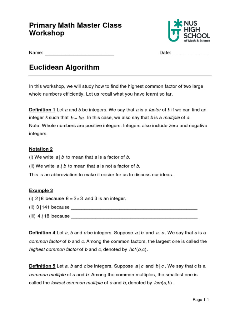 Writeup On Euclidean Algorithm | PDF | Integer | Applied Mathematics