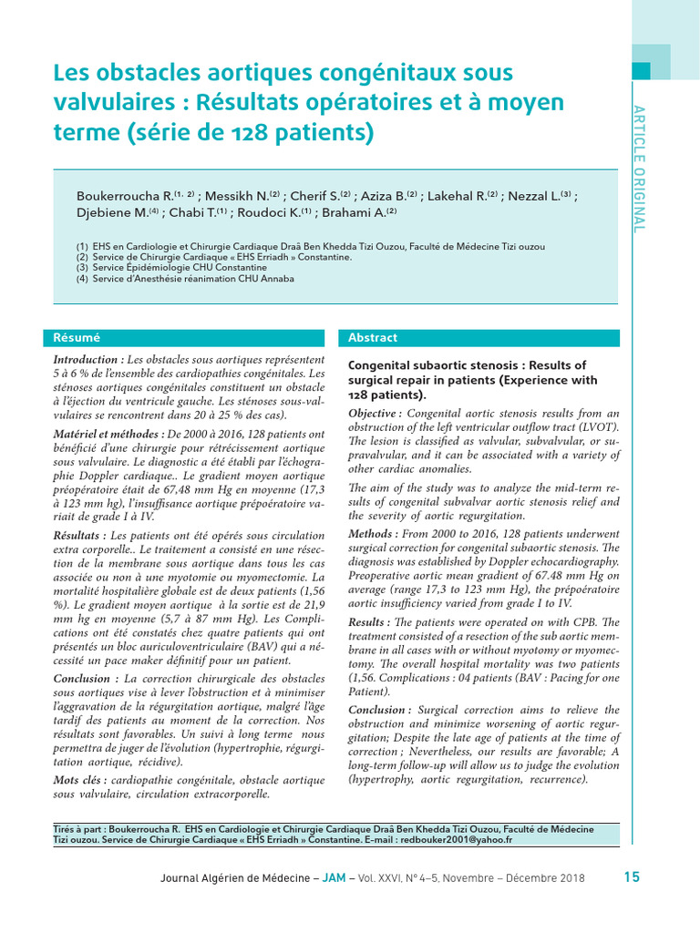 Résultats de chirurgie pour sténose aortique | PDF | Cœur | Système ...