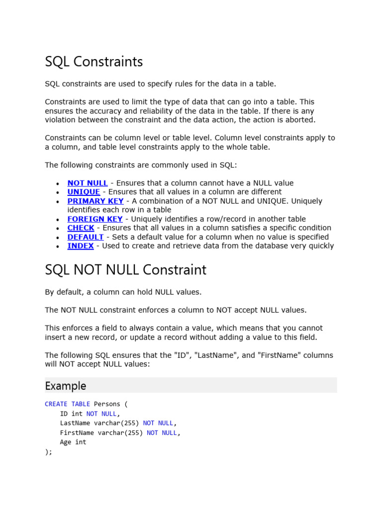Constraints | Download Free PDF | Database Index | Relational Database