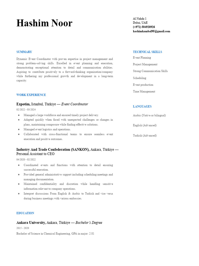 Hashim_Resume_Personal Assistant to CEO | PDF | Business