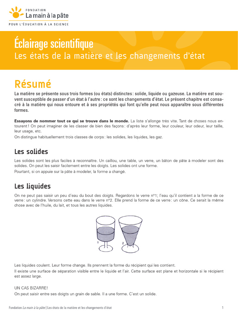 Les Etats de La Matiere Et Les Changements D Etat | PDF | Condensation ...