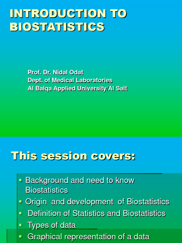 Introductoin To Biostatistics (1st and 2nd Lec) | PDF | Biostatistics | Statistics