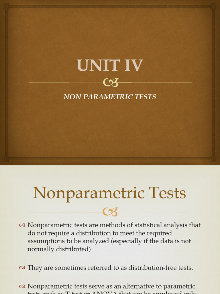 UNIT IV Statistics Non Parametric | PDF | Linear Regression | Dependent And Independent Variables