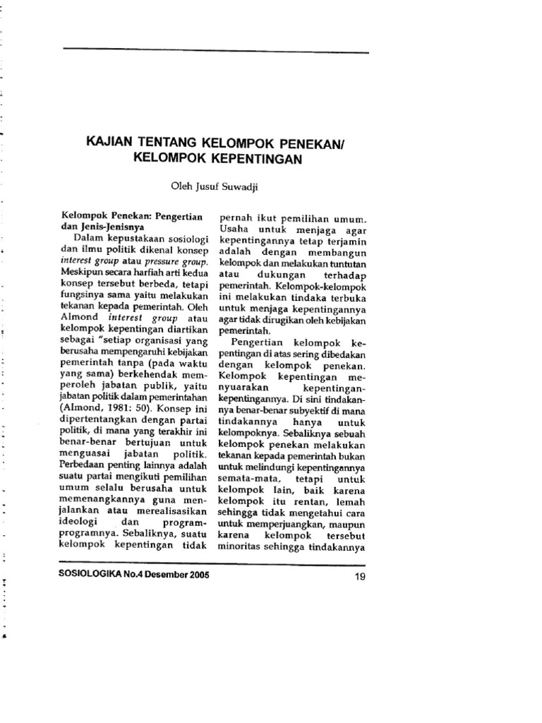 Kajian Kelompok Penekan Dan Kelompok Kepentingan | PDF