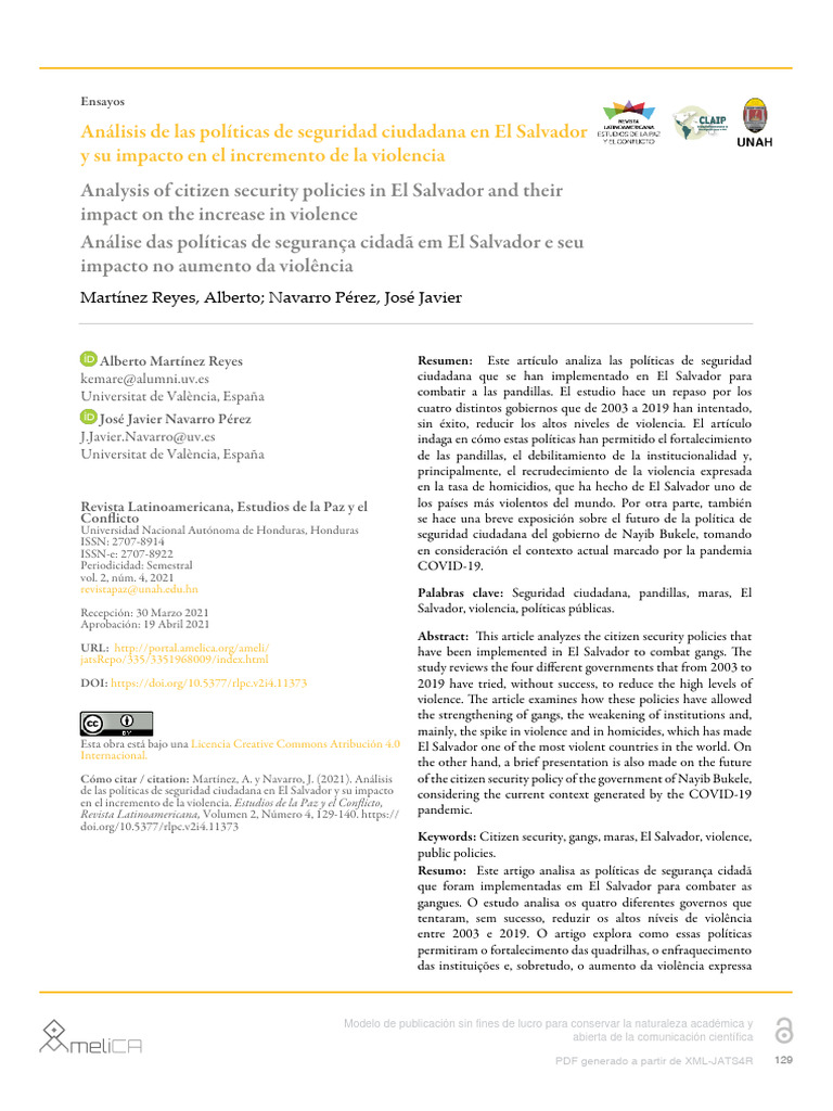 Análisis de las políticas de seguridad ciudadana en El Salvadory su impacto en el incremento de ...