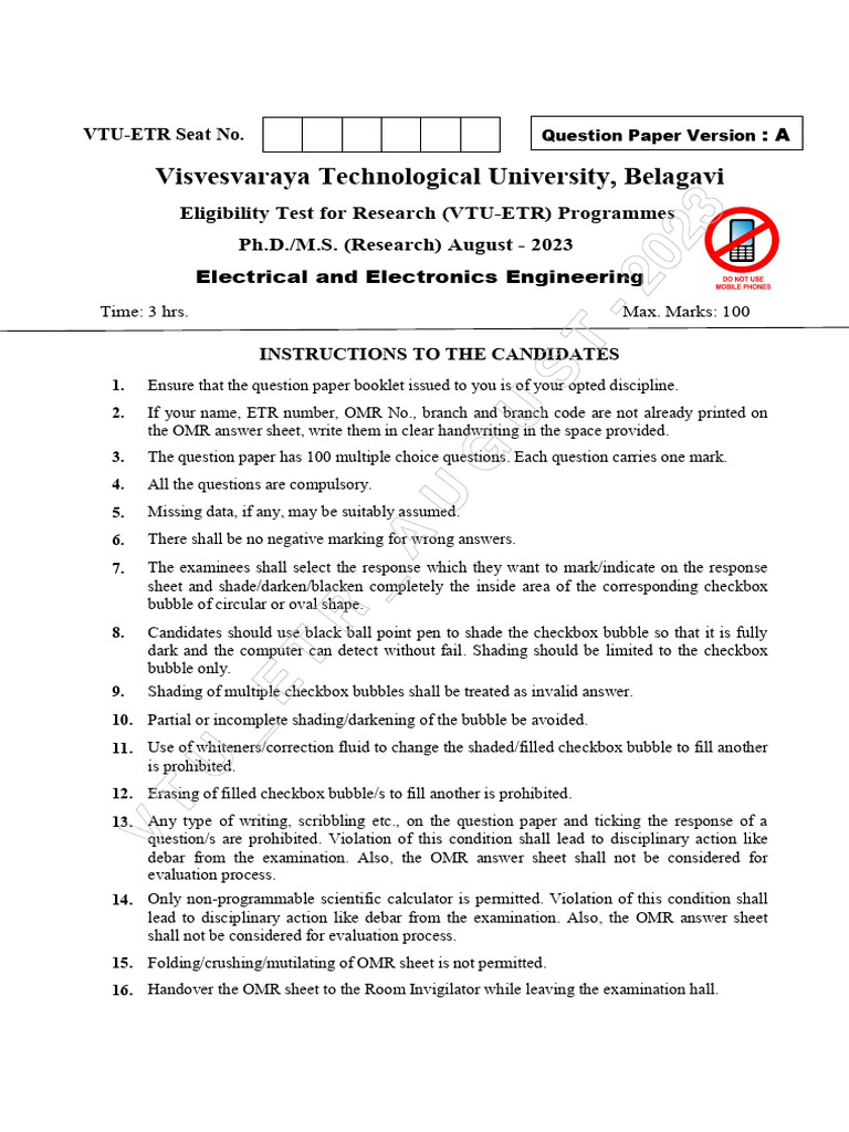 QP Vtu Etr Electrical Engineering | PDF | Statistics | Survey Methodology
