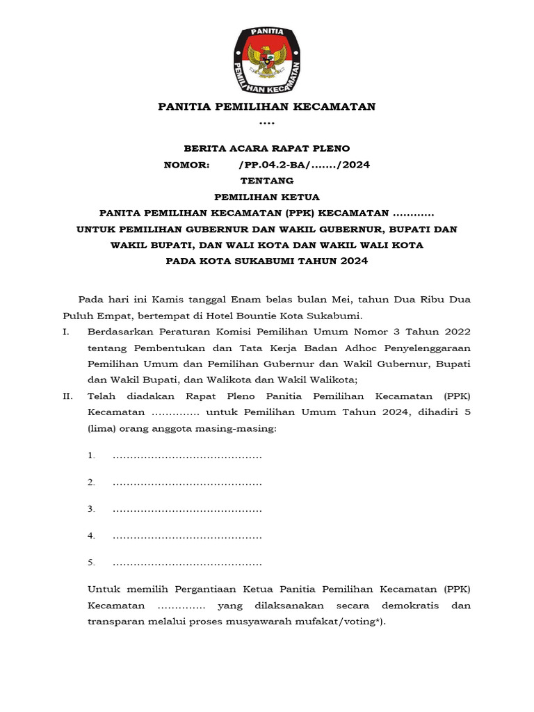 Ba Pemilihan Ketua PPK ( | PDF