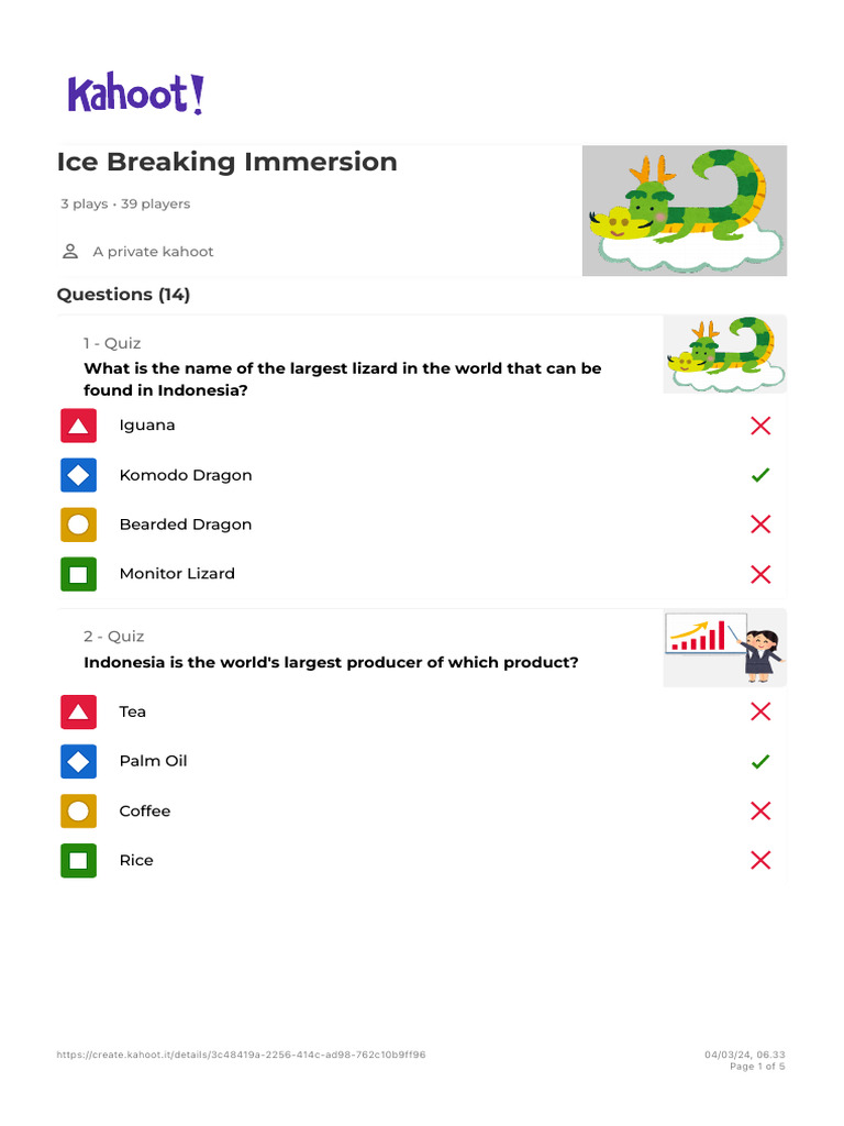 Ice Breaking Immersion - Details - Kahoot! | PDF | Indonesia | Java