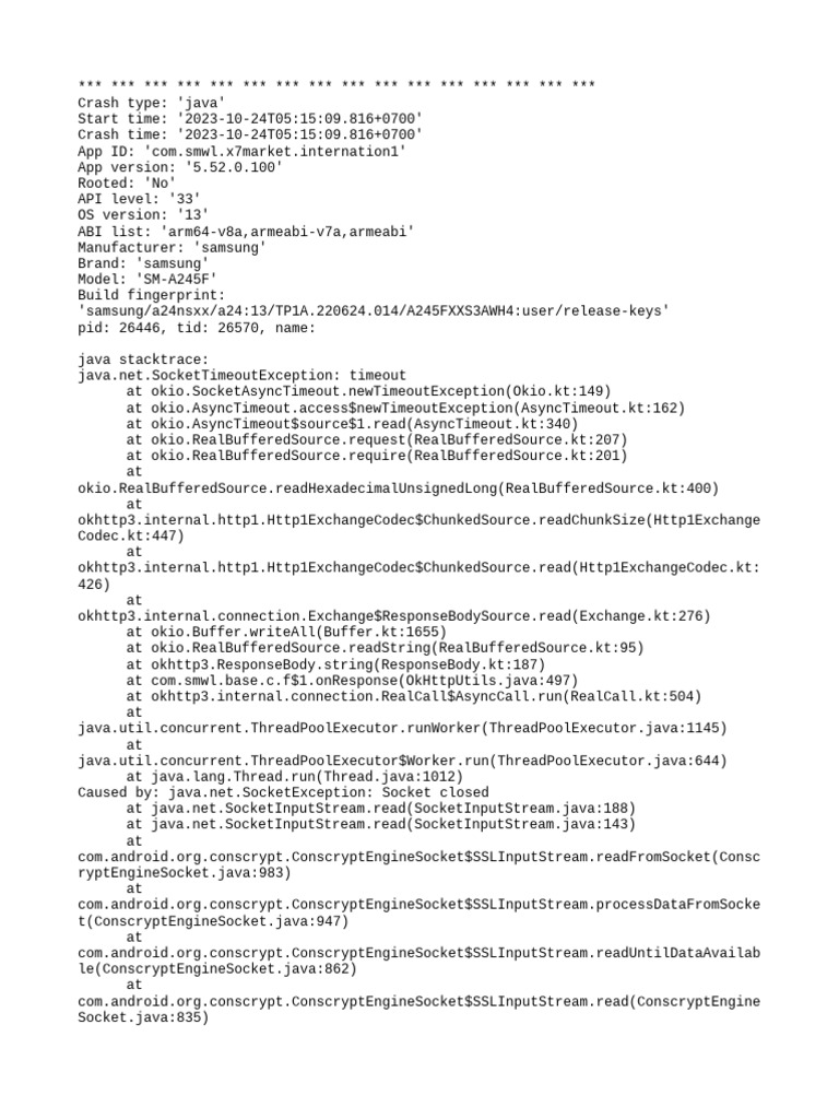 Java Socket Timeout Crash Report | PDF | Computer Engineering | Software