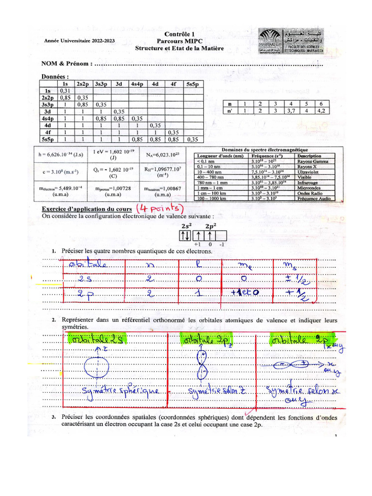 Contrôle 1 SEM-MIPC 2022-2023 (4) | PDF