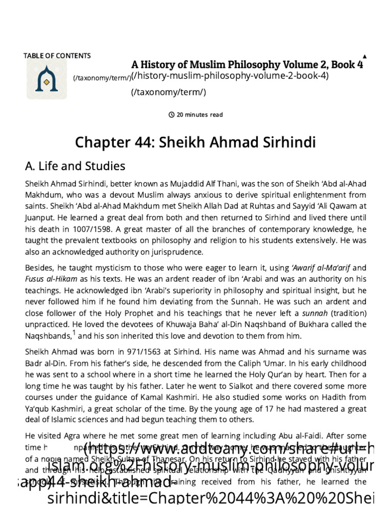 Sheikh Ahmad Sirhindi's Legacy | PDF | Sufism | Revelation