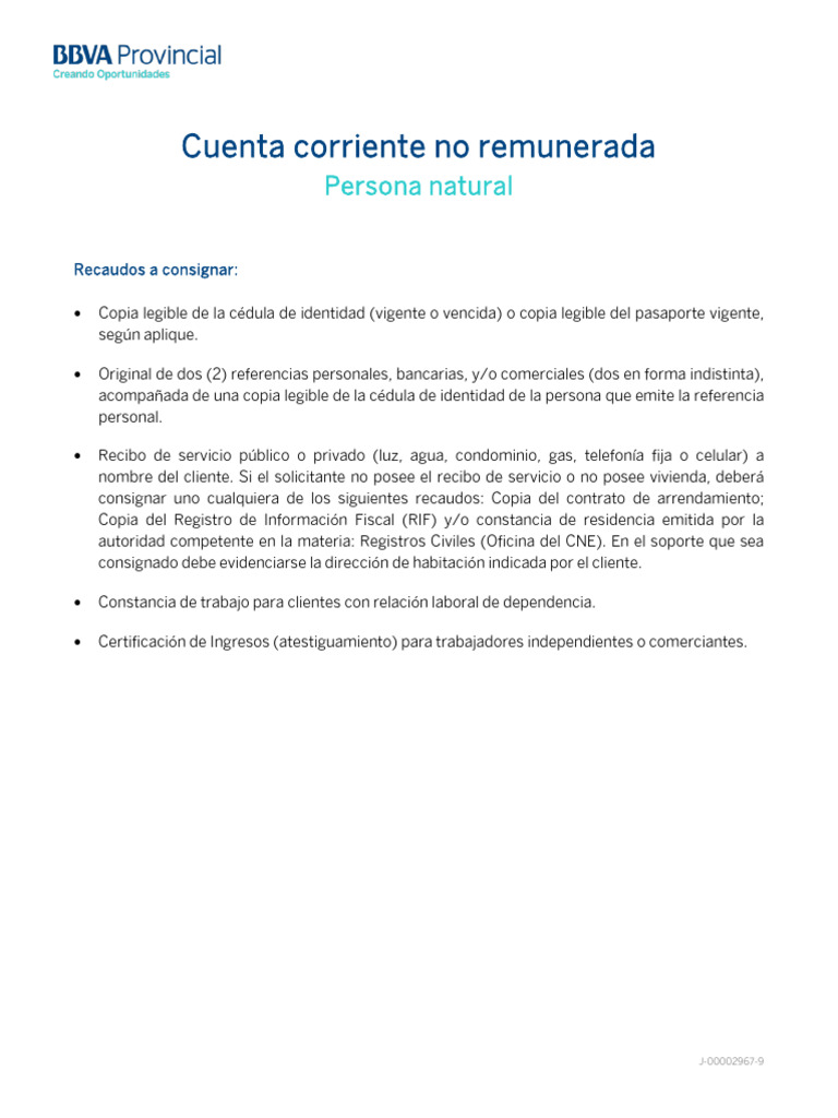 Requisitos para Cuenta Corriente No Remunerada | PDF | Derecho