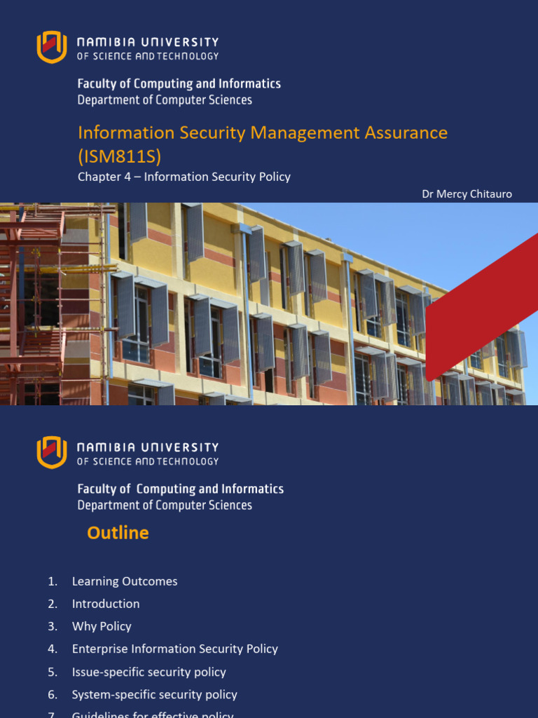 Chapter 4 - Information Security Policy V 2 | PDF | Information Security | Computer Security