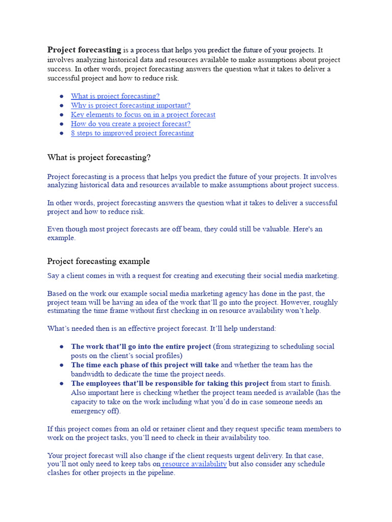 (CH-2) Project Forecasting | Download Free PDF | Forecasting | Project Management