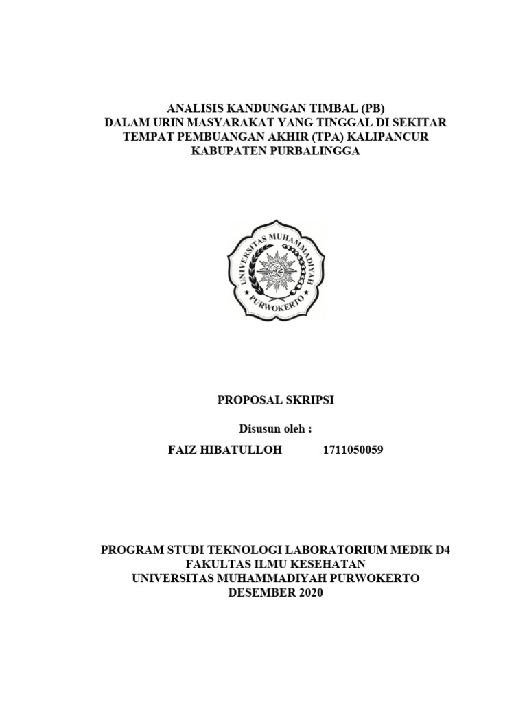 Analisis Timbal dalam Urin Warga TPA Kalipancur | PDF