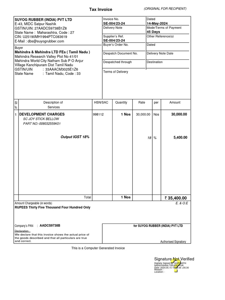 Signed - INVOICE SE-04 | PDF | Payments | Government Finances