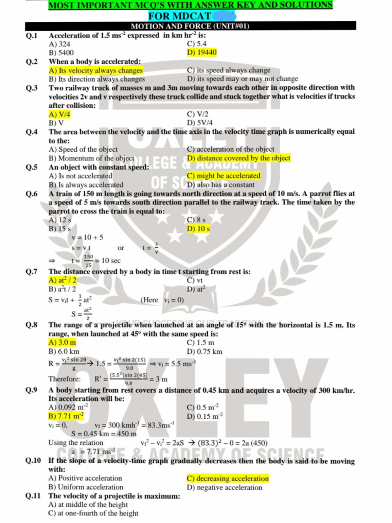 1000 Physics MCQs + Key | PDF