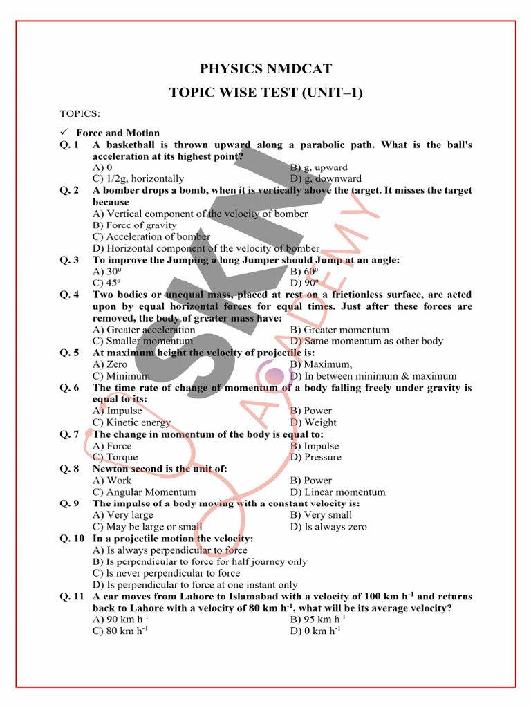 Force and Motion 310 Mcqs Worksheet 2021 by SKN | PDF