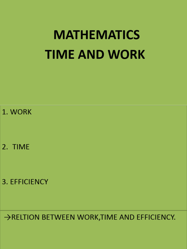 Time and Work | PDF | Economies