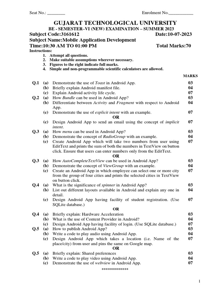 MAD - S2023 (3161612) (GTURanker - Com) | PDF | Mobile App | Android (Operating System)