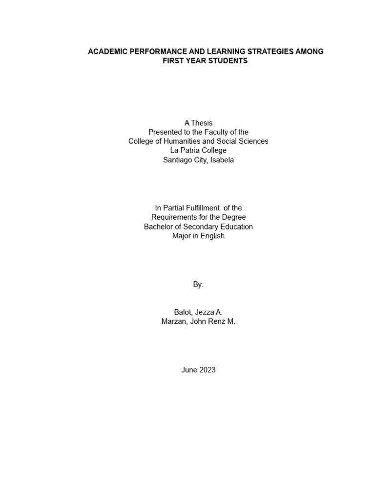 Sample Research Format and All | PDF | Learning | Metacognition