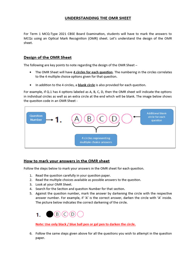 CBSE MCQ OMR Sheet - Guidelines | PDF