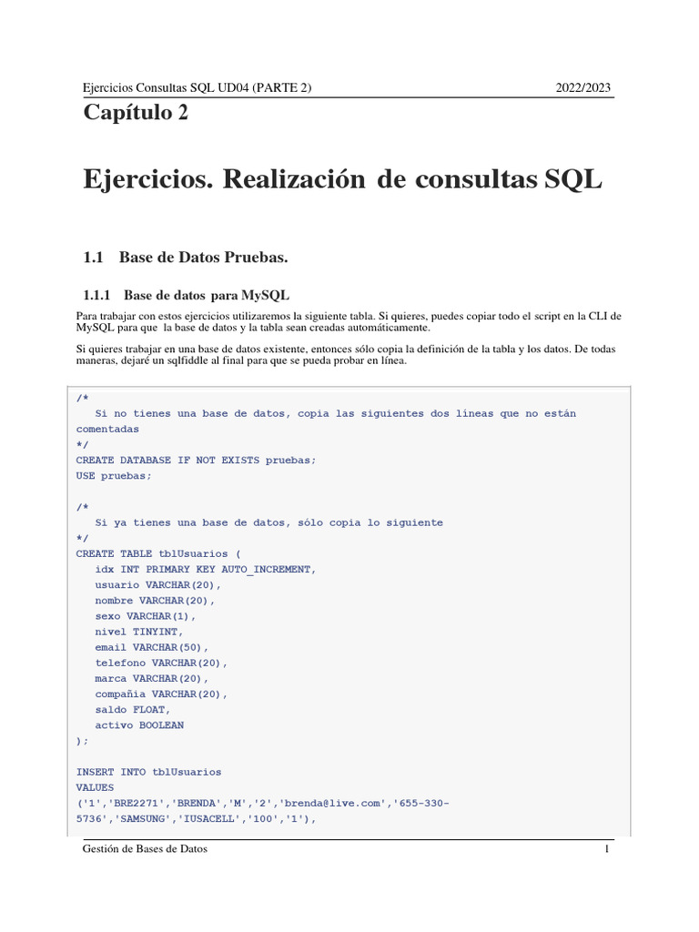 Ejercicios Consultas SQL Unidad Didactica 4 (PARTE 2) | PDF | SQL | Smartphone