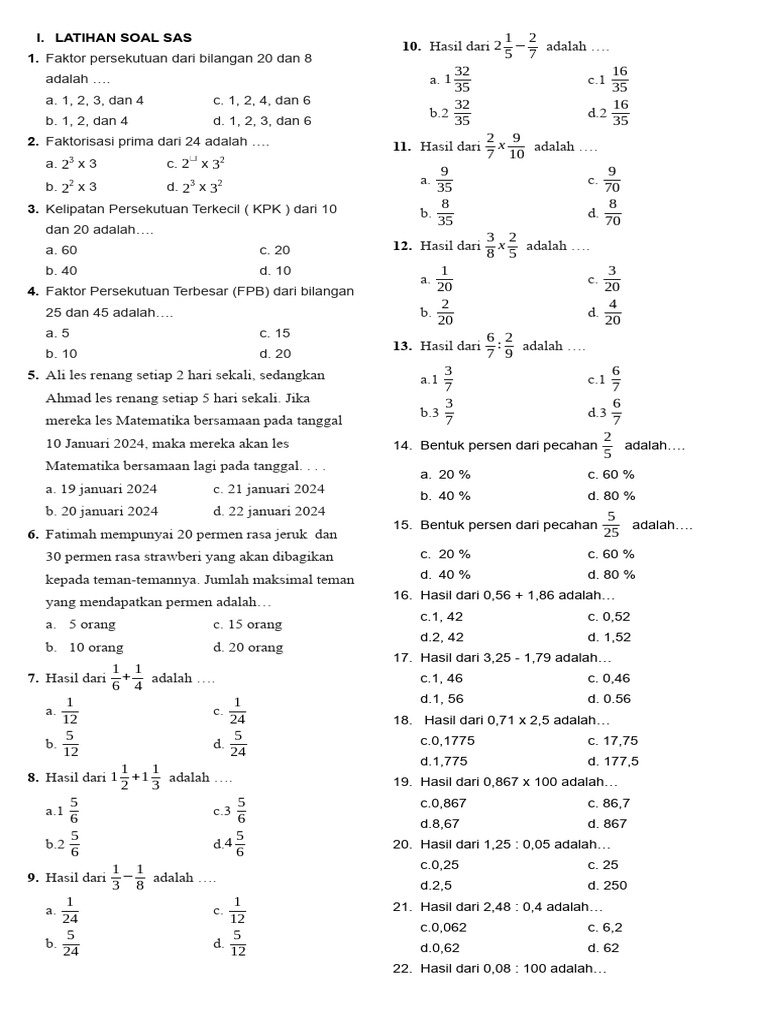 Latihan Soal Sas | PDF