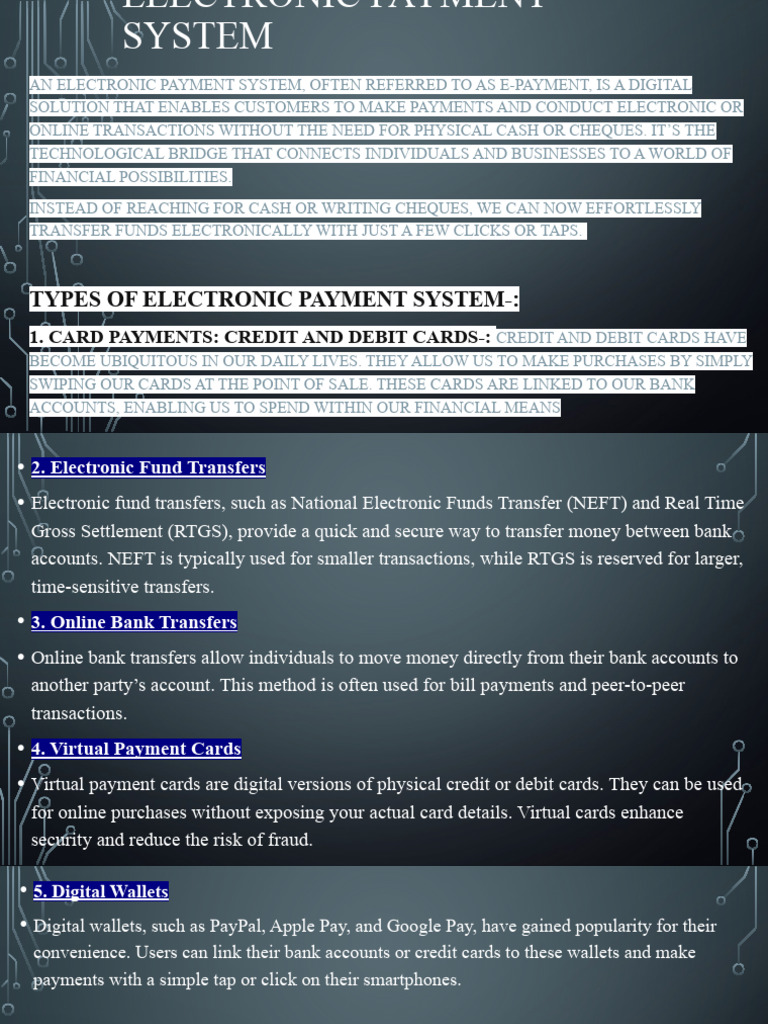Electronic Payment System | PDF | Payments | Payment System