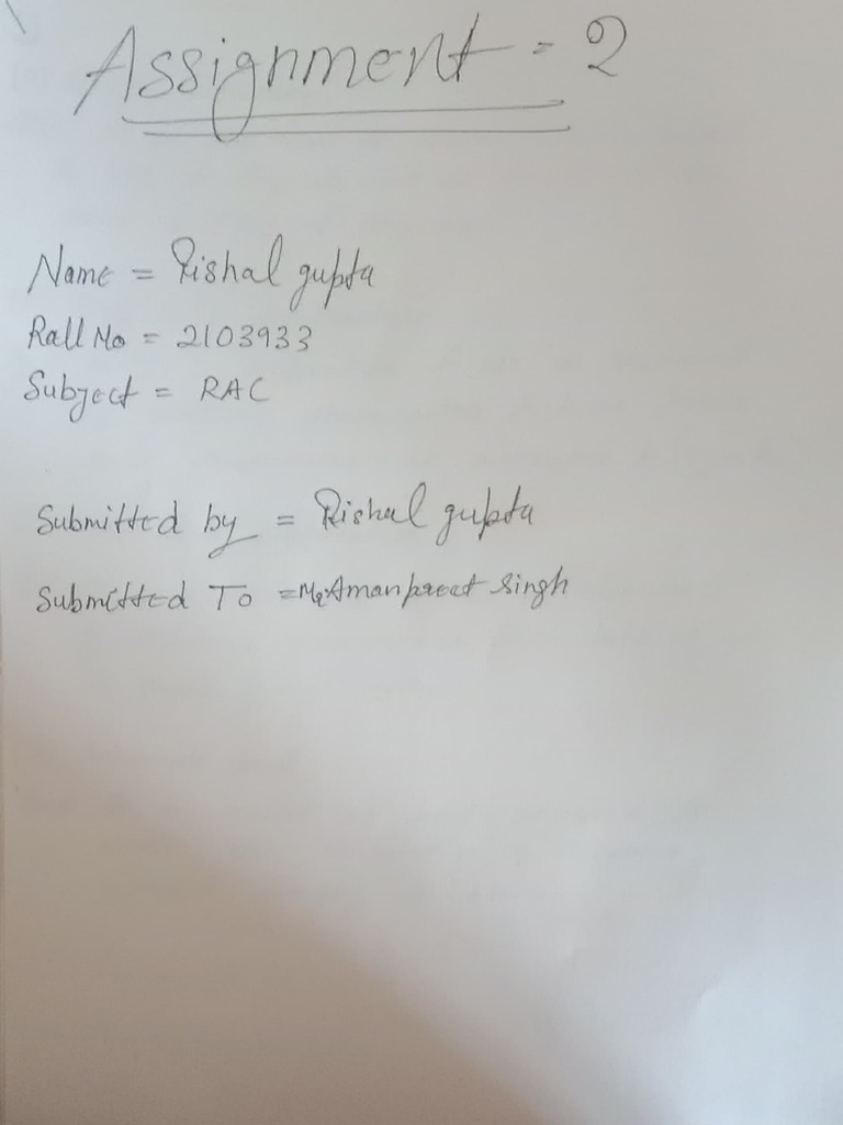 rac 2 assignment | PDF