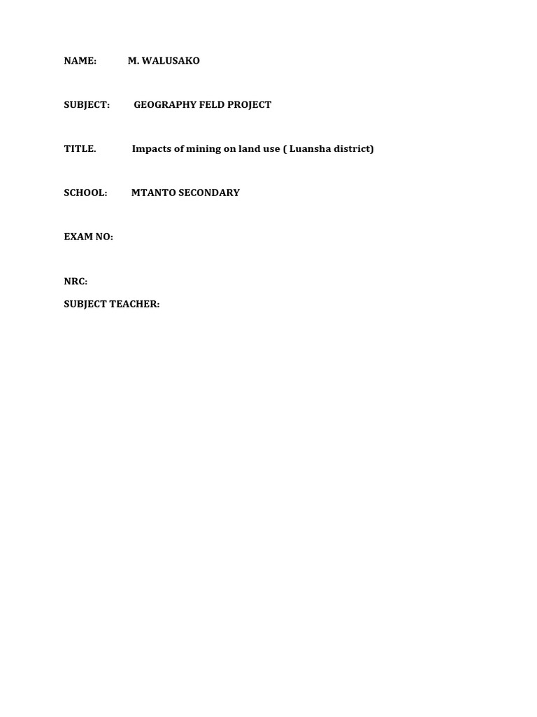 GEOG FIELD PROJECTS | PDF | Mining | Sustainability