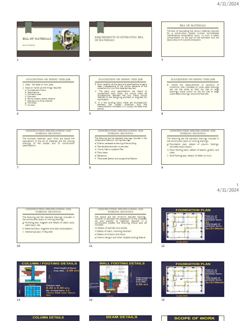 CM 3 - Detailed Quantity Survey PART 1 | PDF | Drawing | Specification (Technical Standard)