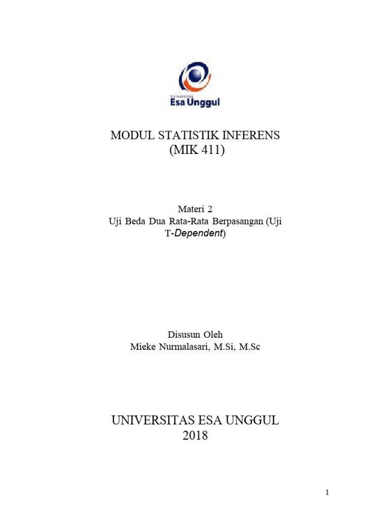 Modul2 MIK411 Uji T-Dependen | PDF
