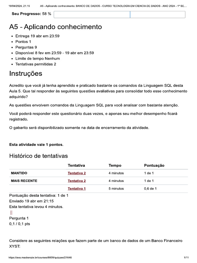 BD - A5 - Aplicando 1 | PDF