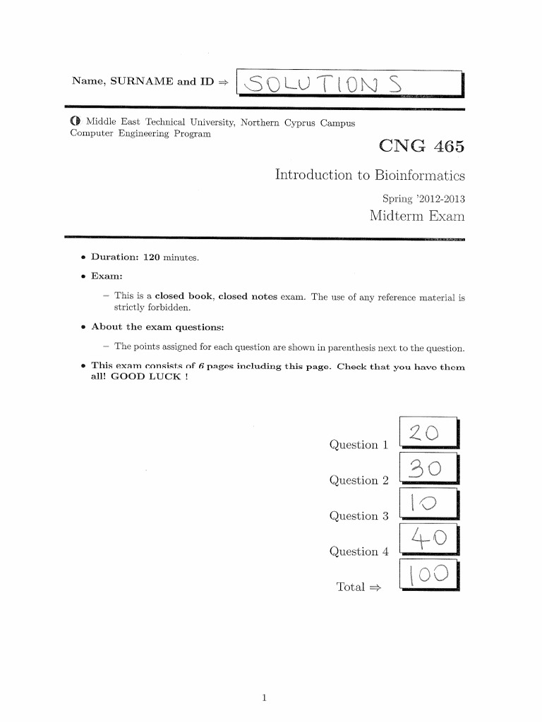 cng465 Midterm Solution | PDF
