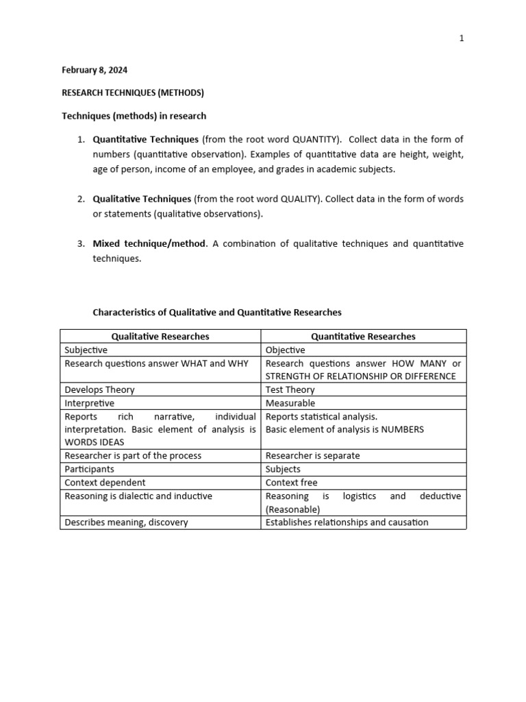 Module 2. Research Techniques N Methods Feb 8 9 | PDF | Methodology ...