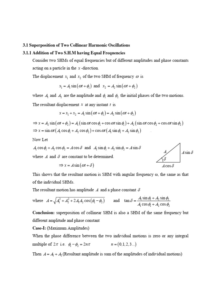 Superposition of Collinear and Perpendicular SHMs | PDF | Phase (Waves ...