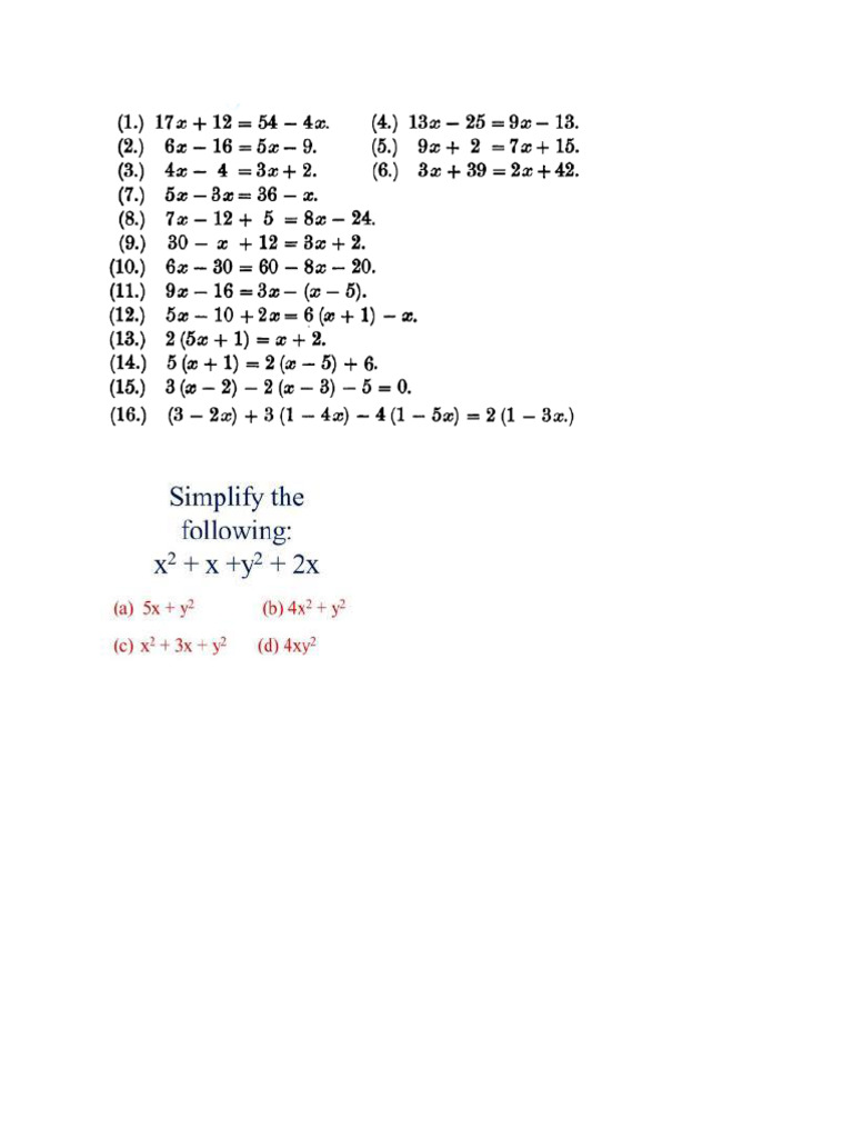 Algebra Questions | PDF