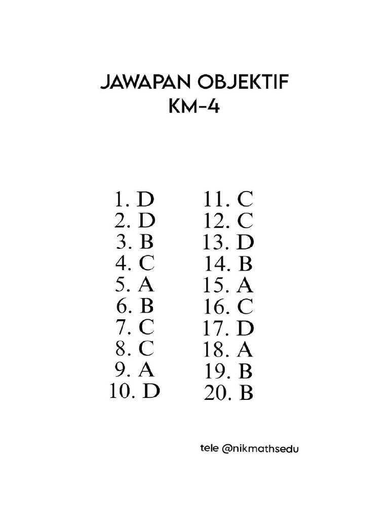Jawapan Objektif K4 | PDF