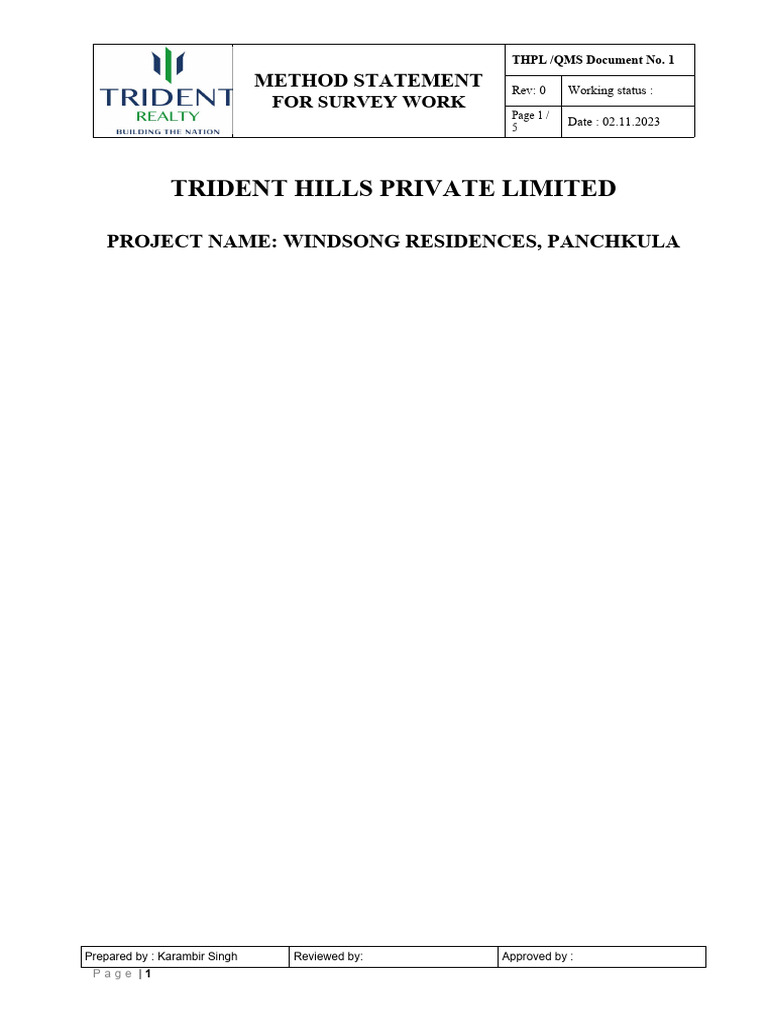 Method Statement For Survey Work | Download Free PDF | Surveying | First Aid