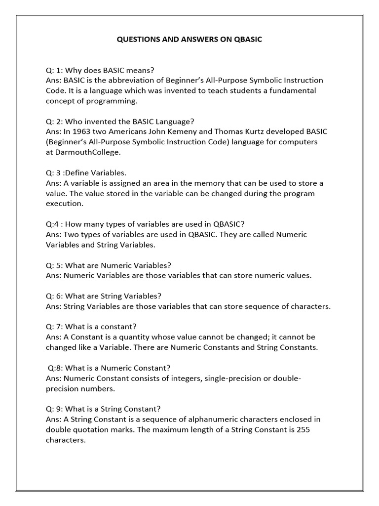 Qbasic For Donbosco | Download Free PDF | Variable (Computer Science) | Basic