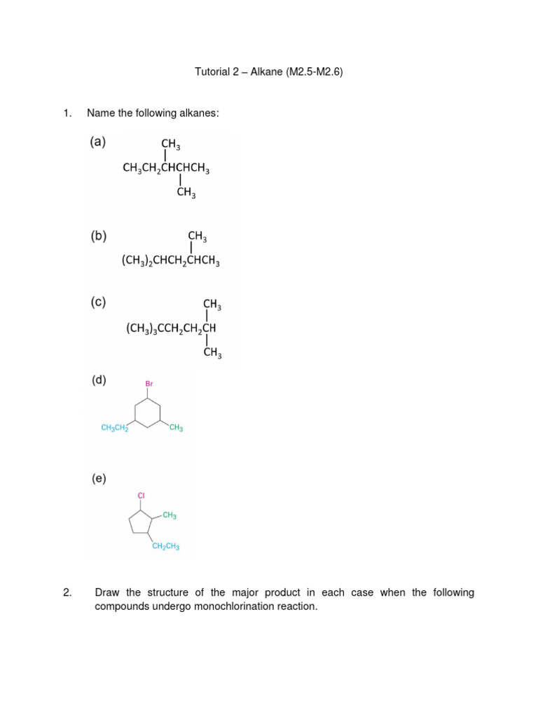 Tutorial 2 Alkanes | PDF | Teaching Methods & Materials | Technology & Engineering