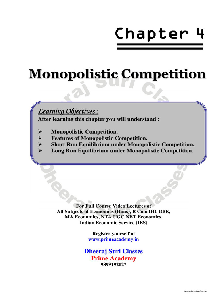 Chapter 4 Monopolistic Competition | PDF