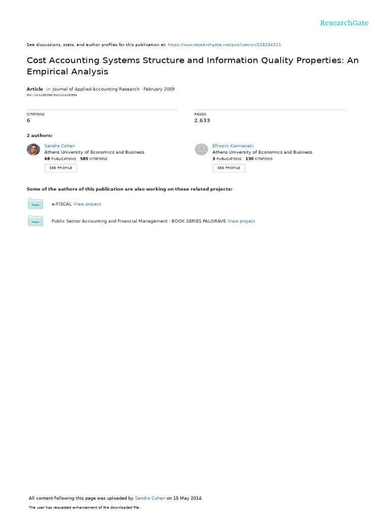 Cost Accounting Systems Structure and Information | PDF | Survey ...